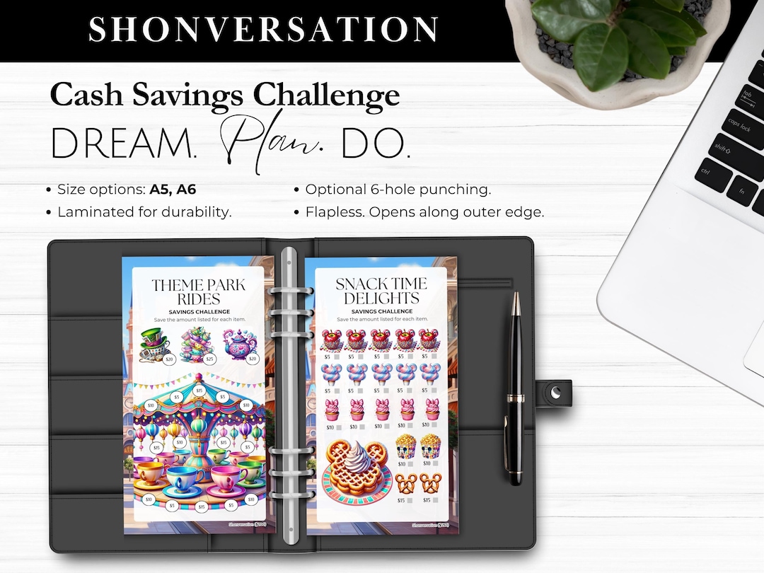Theme Park Vacation Savings Challenge Envelopes, Laminated Sinking ...
