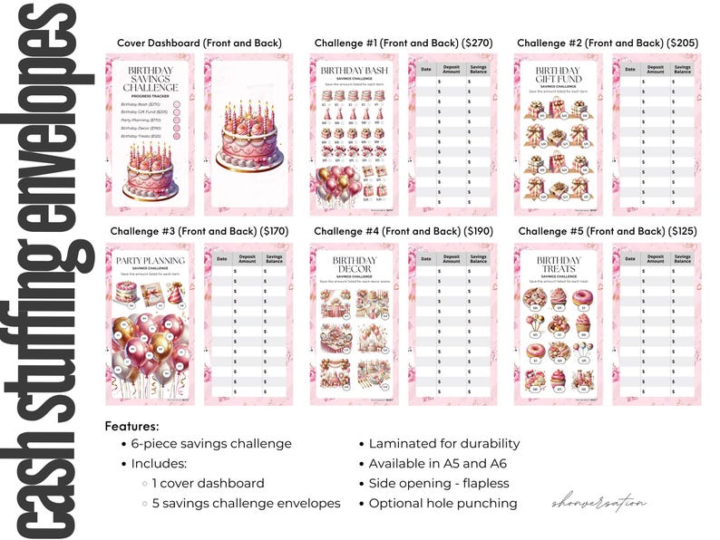 Birthday Savings Challenge Envelopes, Laminated Reusable Sinking Funds ...