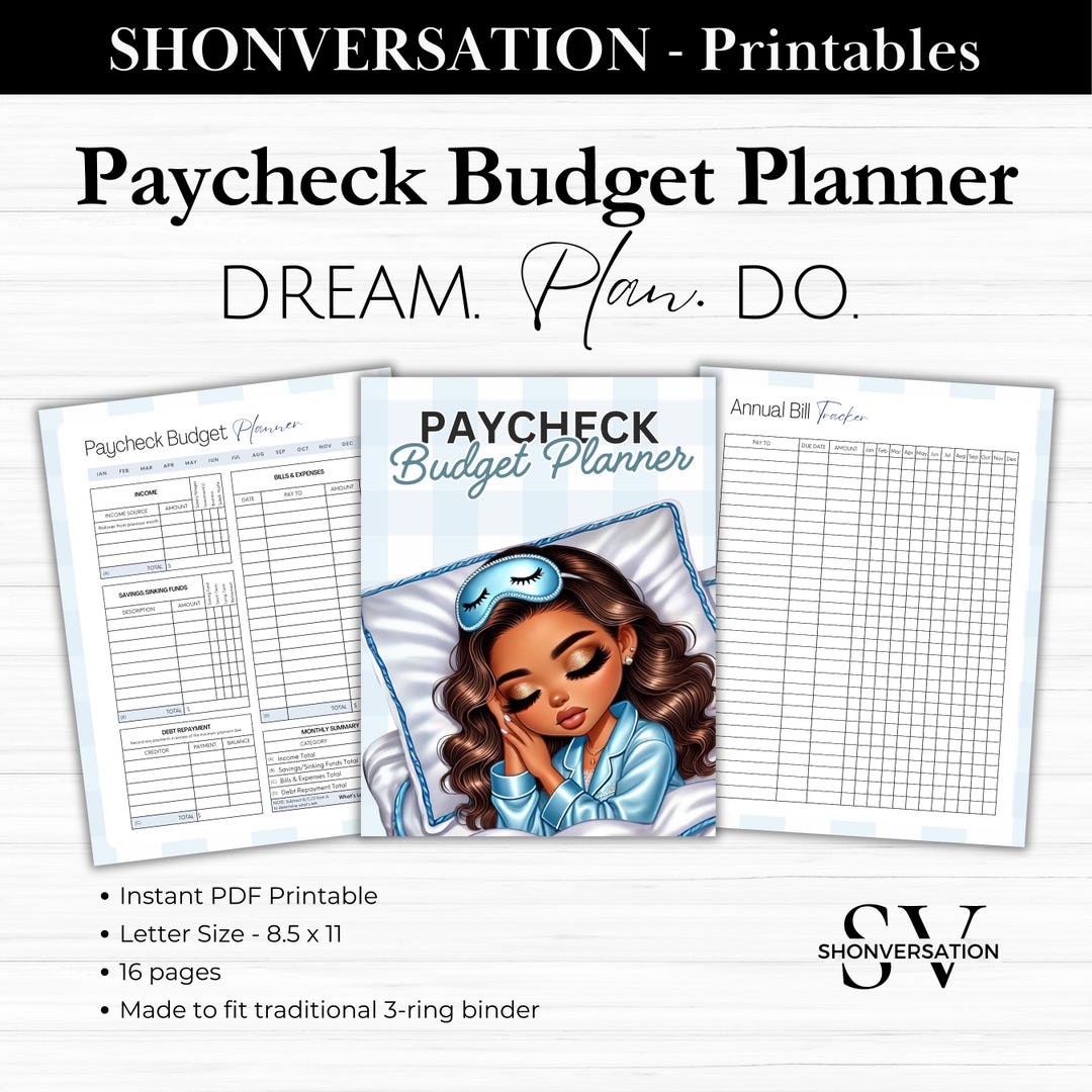Paycheck Budget Planner Printable: Bill Tracker, Income & Debt ...