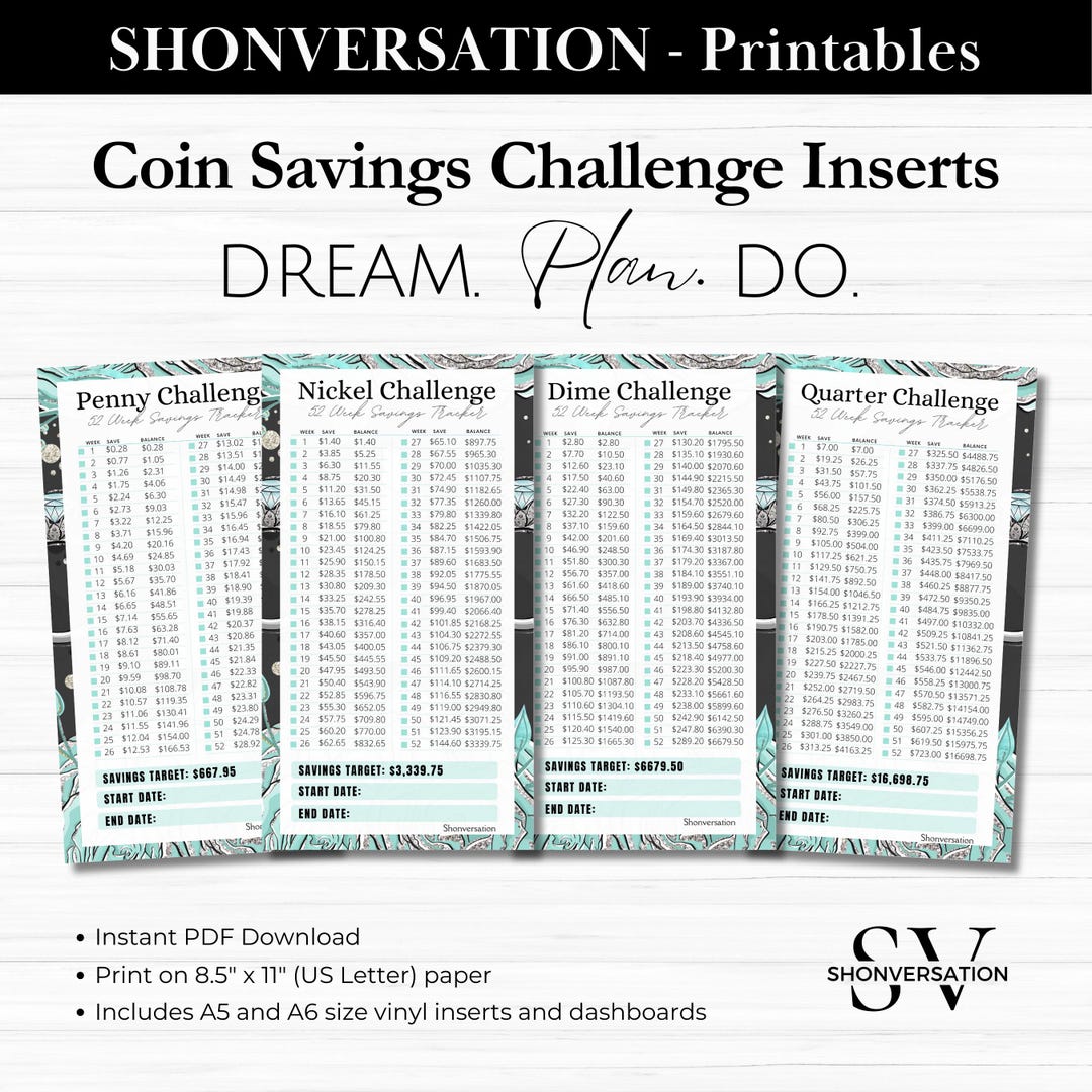 Printable A5 A6 Savings Challenge Dashboards and Vinyl Cash Envelope ...