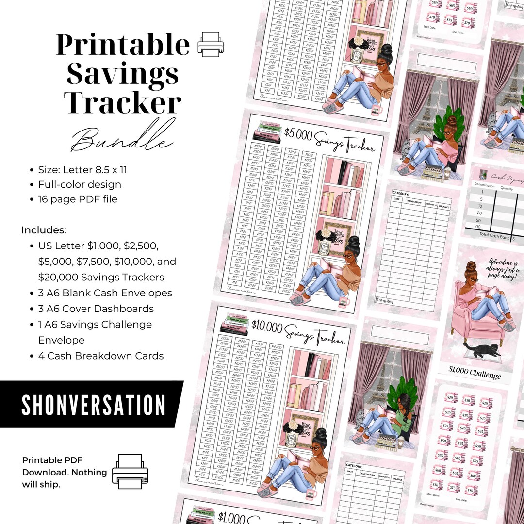 Printable Savings Challenge Tracker Bundle 1000, 2500, 5000 Emergency ...