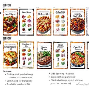 Dinner Recipe & Grocery Savings Challenge Envelopes, Laminated Cash ...