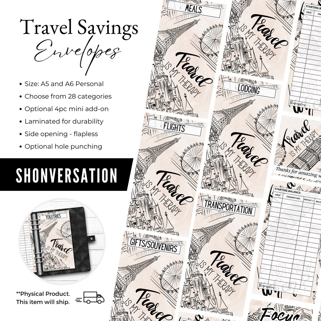 WIP Travel Savings Envelopes, Laminated Sinking Funds Tracker, A5 A6 ...