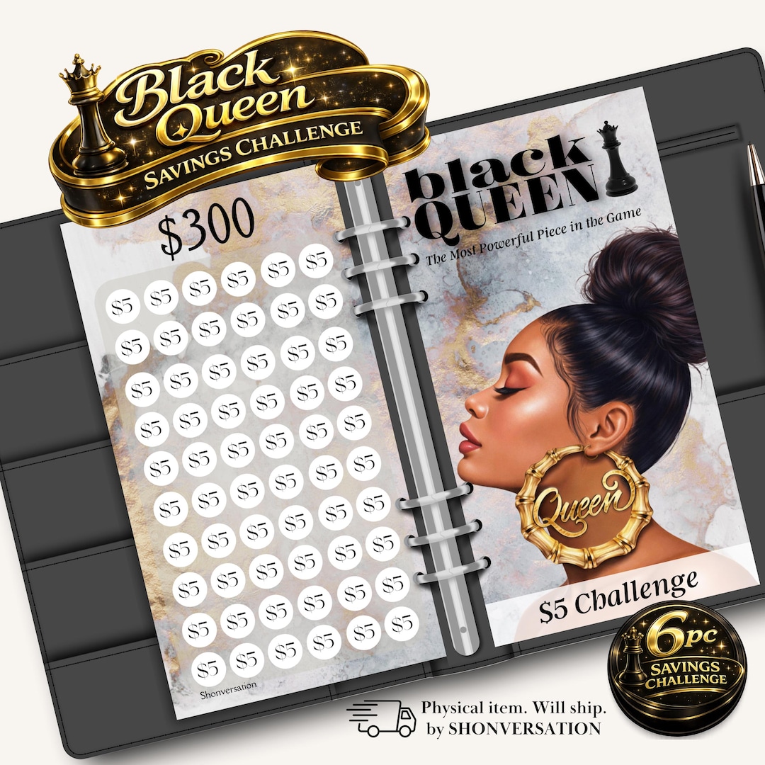Black Queen Savings Challenge Cash Envelopes by Shonversation, Save ...