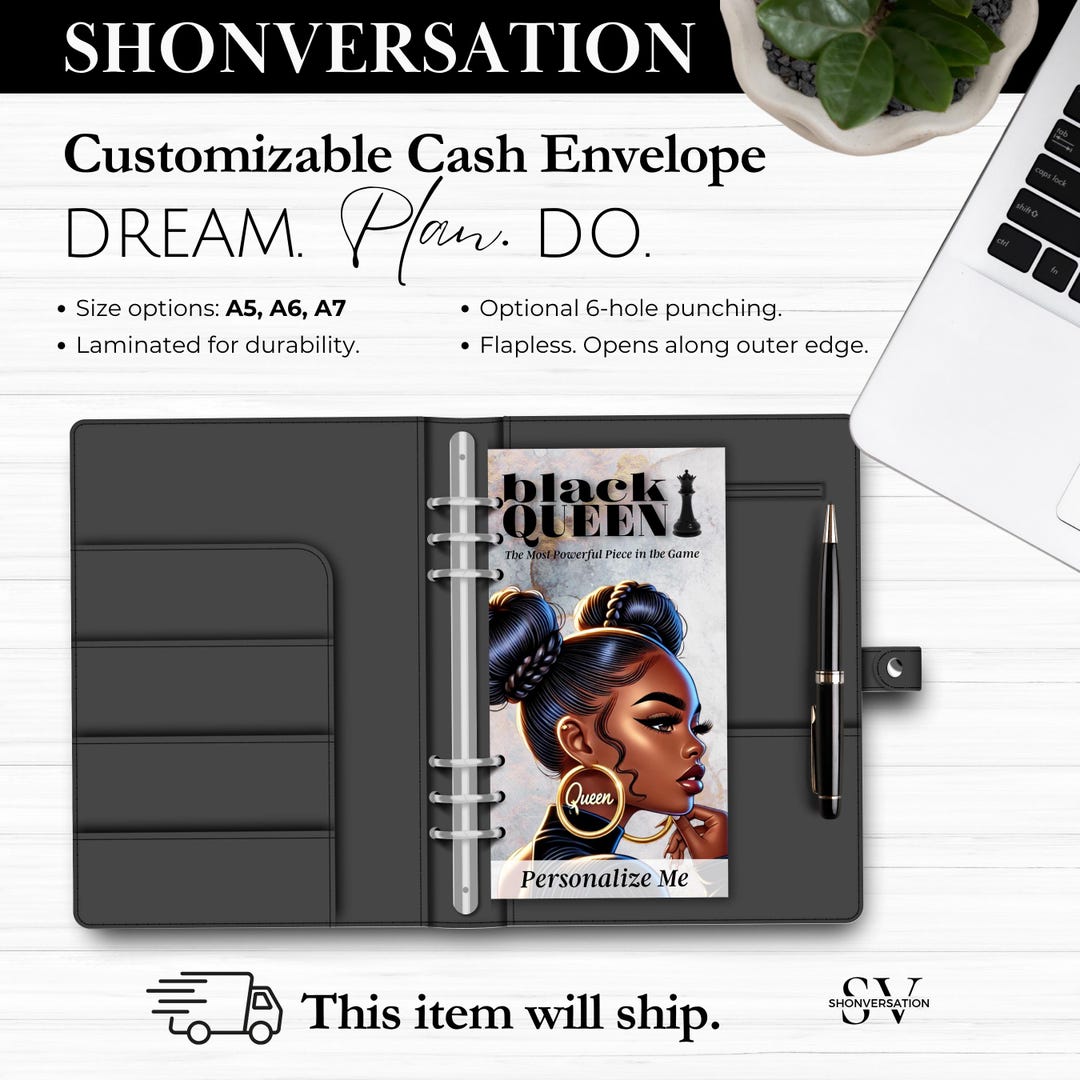 Black Queen Cash Stuffing Budget Envelopes, Weekly Monthly Budget ...