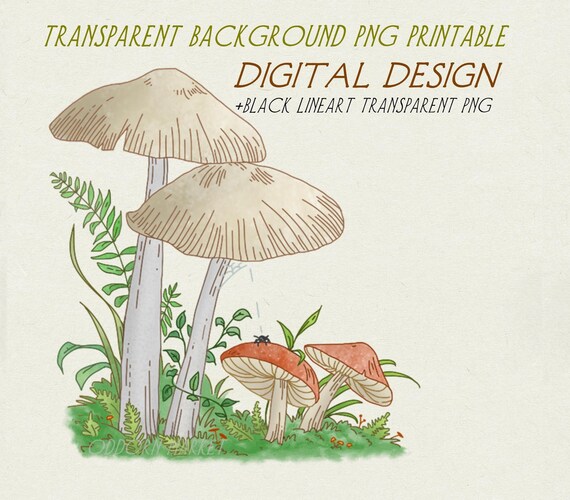 Mushroom Corner Digital Download PNG Transparent Background | Etsy