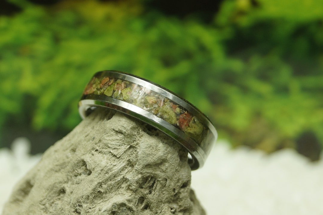 Unakite Tungsten Wedding Band - 4 Mm, 6 Mm or 8 Mm Wide Rings - Unique ...