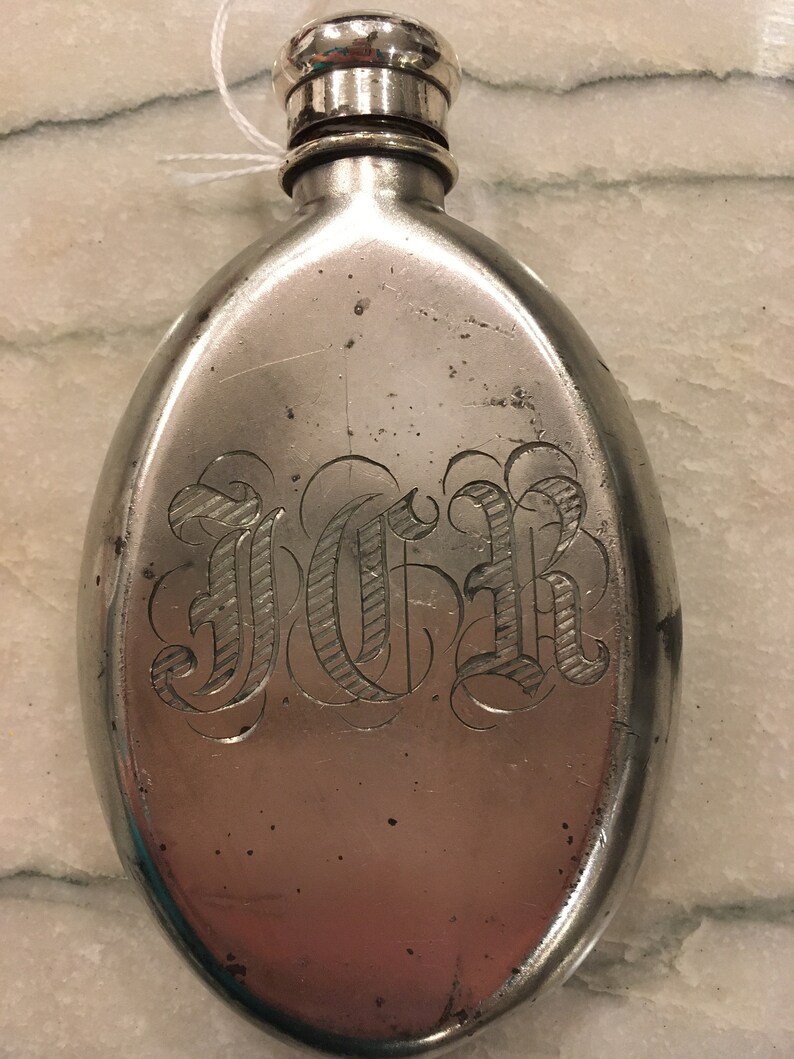 Monogrammed Victorian Flask silverplate JCR - Etsy