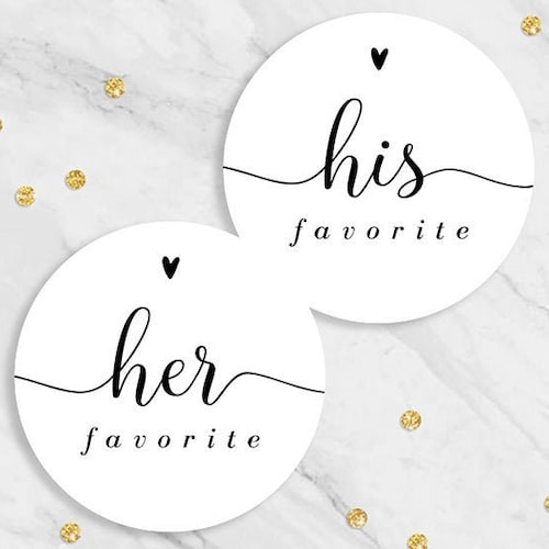 Modern His Her Favorite Labels His Her Favor Sticker His - Etsy