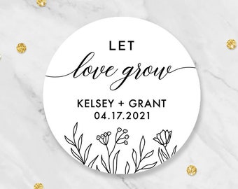 Custom Let Love Grow Stickers, Simple Wedding Favour Label, Seed Packet ...