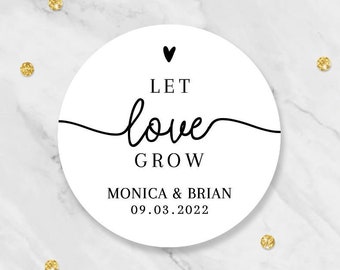 Custom Let Love Grow Stickers, Simple Wedding Favour Label, Seed Packet ...