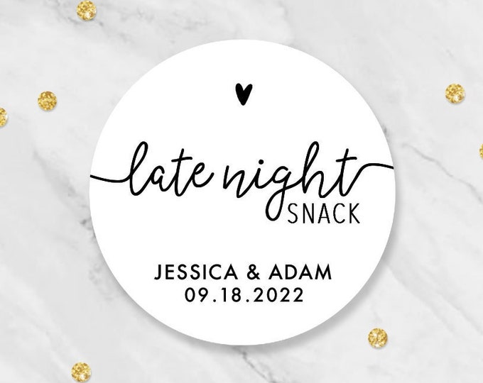 Late Night Snack Wedding Favor Labels, Late Night Snack Wedding ...