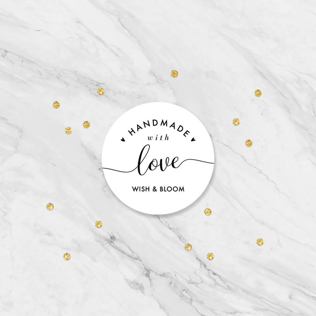 Modern Handmade With Love Labels, Handmade With Love Stickers, Handmade ...