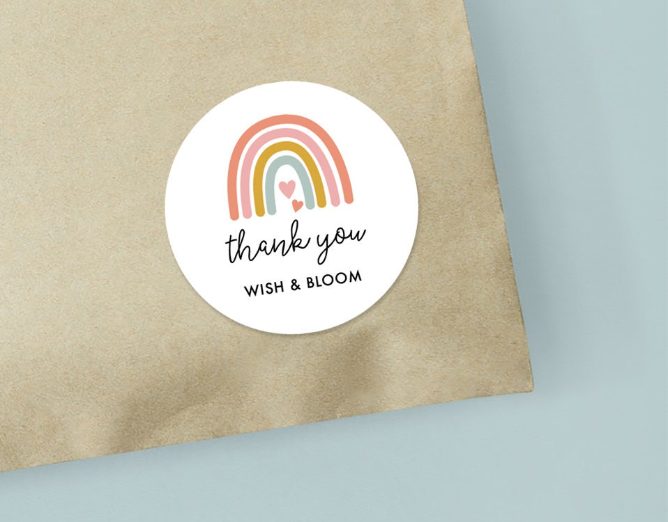 Rainbow Thank You Stickers Rainbow Personalize Small Business - Etsy