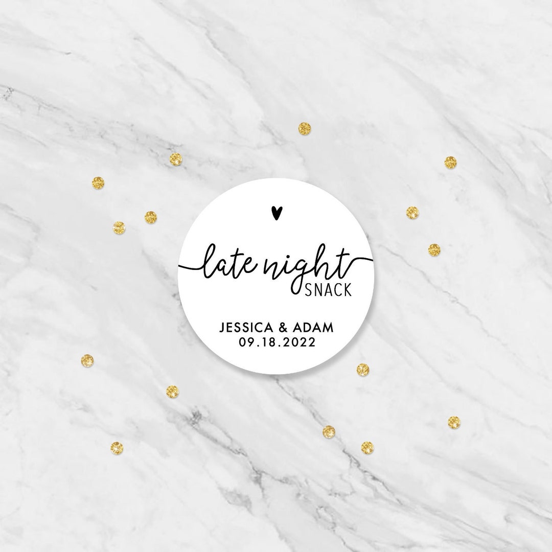 Late Night Snack Wedding Favor Labels, Late Night Snack Wedding ...