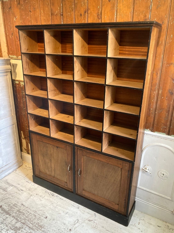 French Shallow Pine Cupboard With Pigeon Holes Etsy