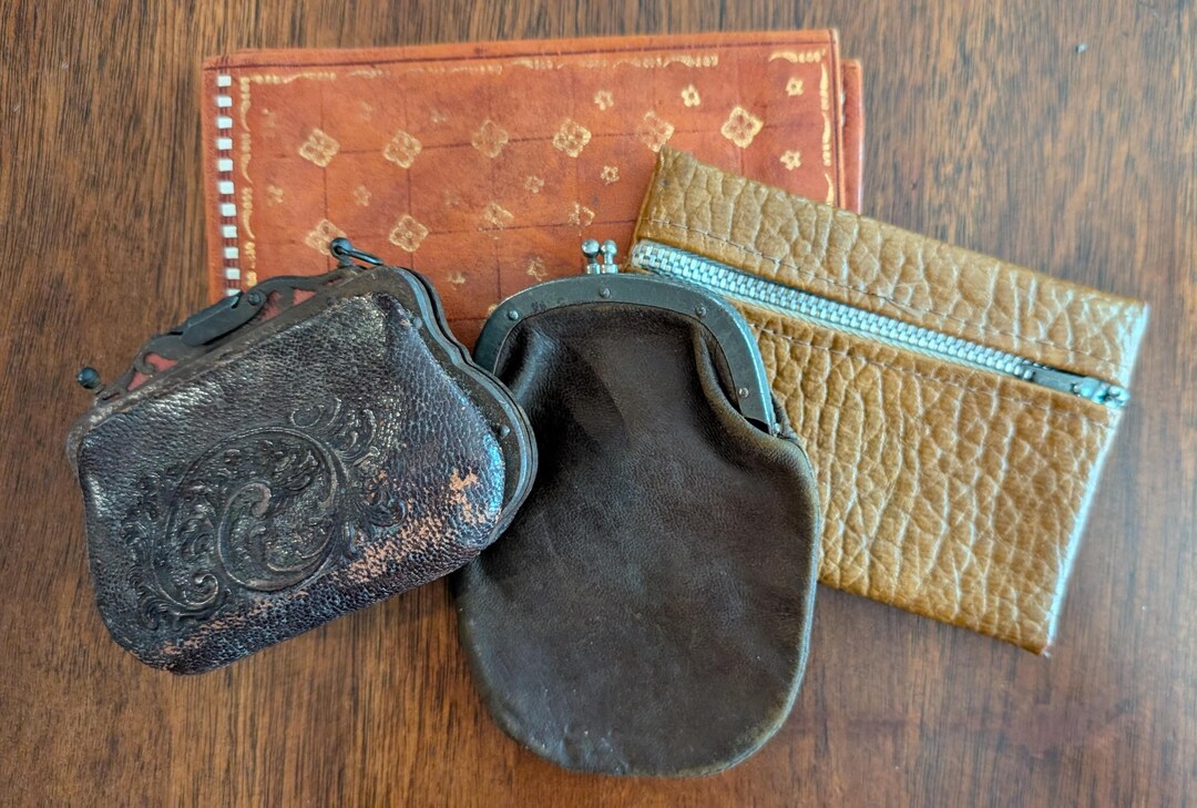 Vintage Lot 4 Wallets/coin Purses Early 1900s Leather Victorian Tooled ...