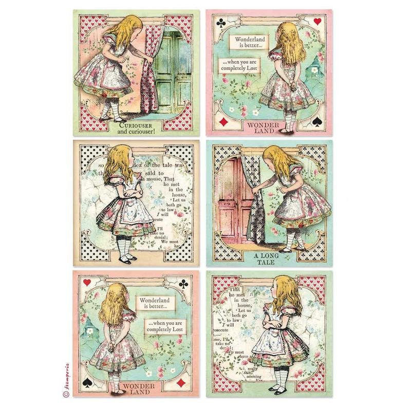 STAMPERIA Decoupage ALICE CARDS in Wonderland Rice Paper A4 | Etsy