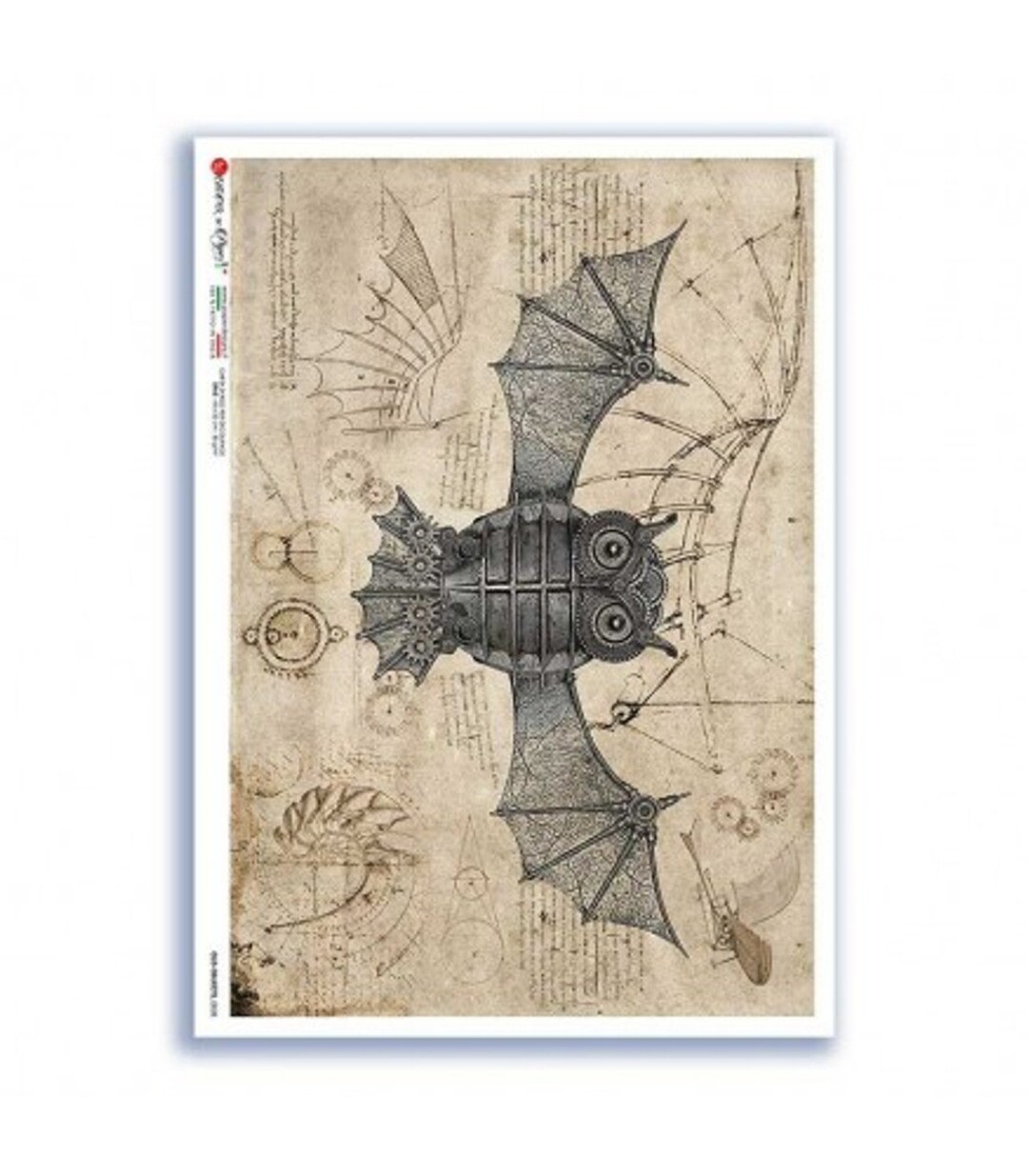 Paper Designs Steampunk Bat OLD OBJECT A4 Rice Paper Decoupage ...