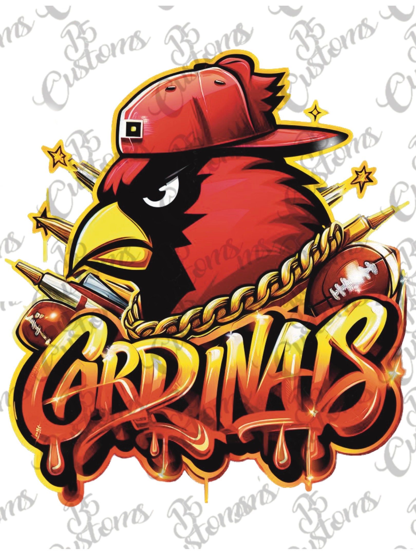 Custom Graffiti Style Cardinals Football Digital Design Instant ...