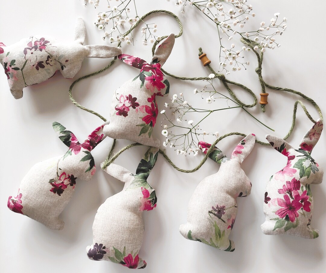 Bunny Garland, Spring Rabbit Bunting, Farmhouse Easter Decoration ...