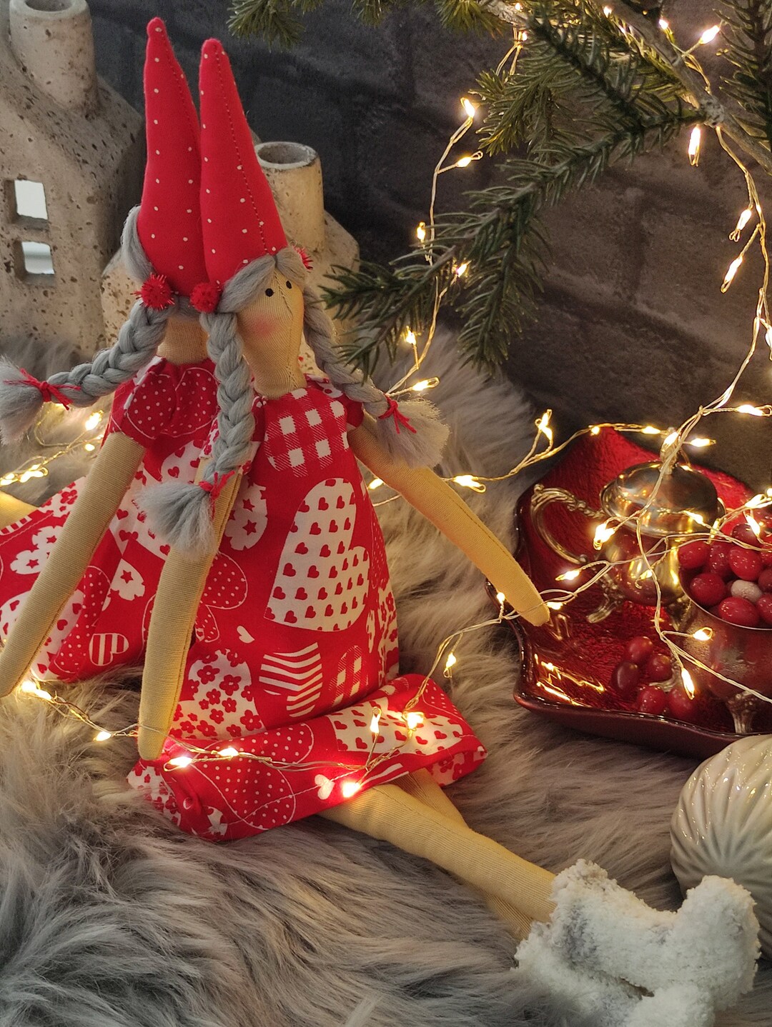 Tilda Pixie Girl, Handmade Winter Fairy, Scandinavian Christmas Doll ...