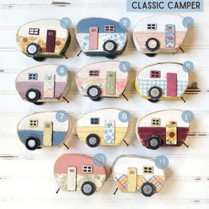 Mini Vintage Camper | Primitive Wood Camper Shelf Sitter | Cabin Camper ...