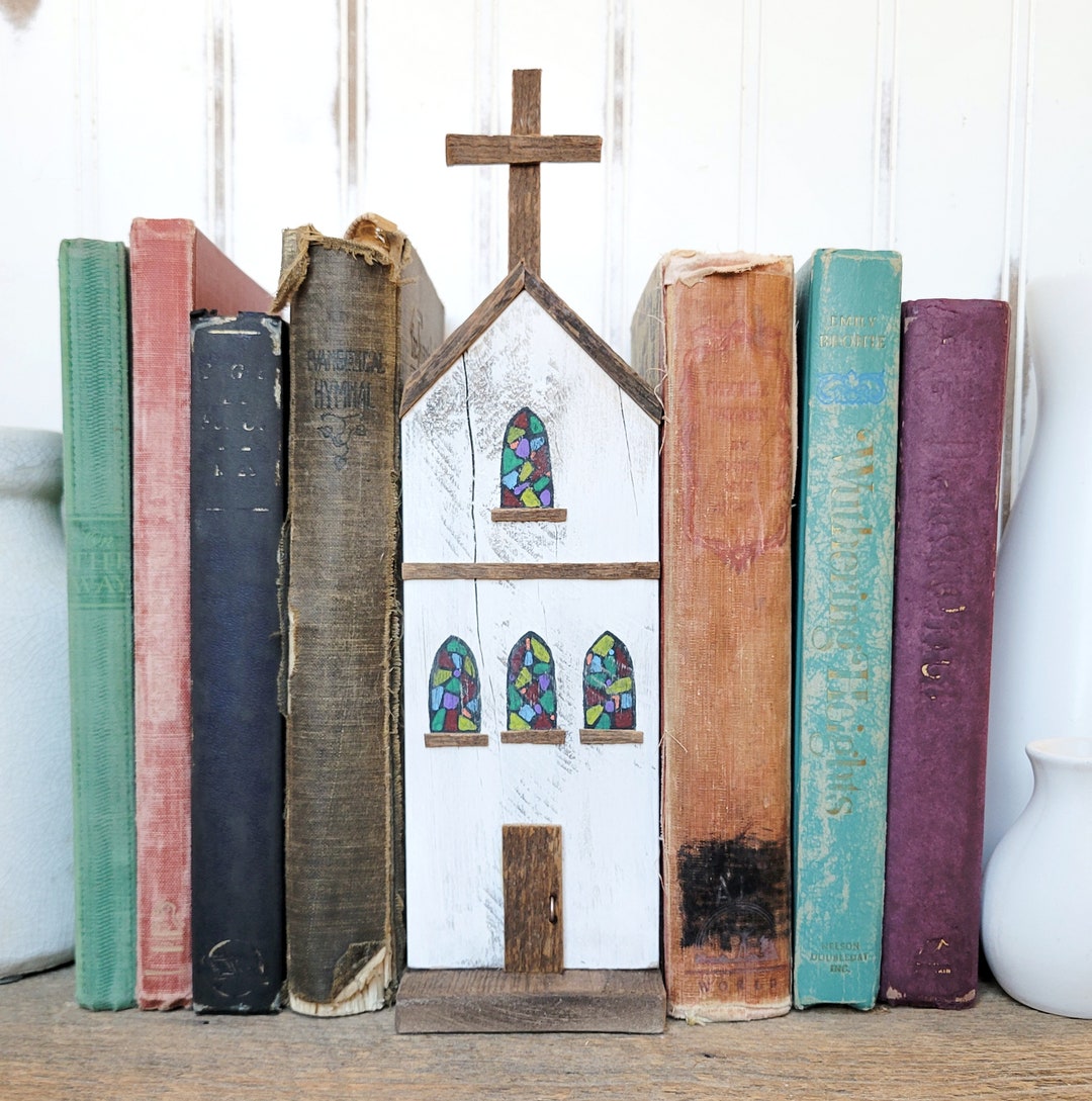 Book Nook Whimsical House | Country Church Book Nook | Rustic Library ...