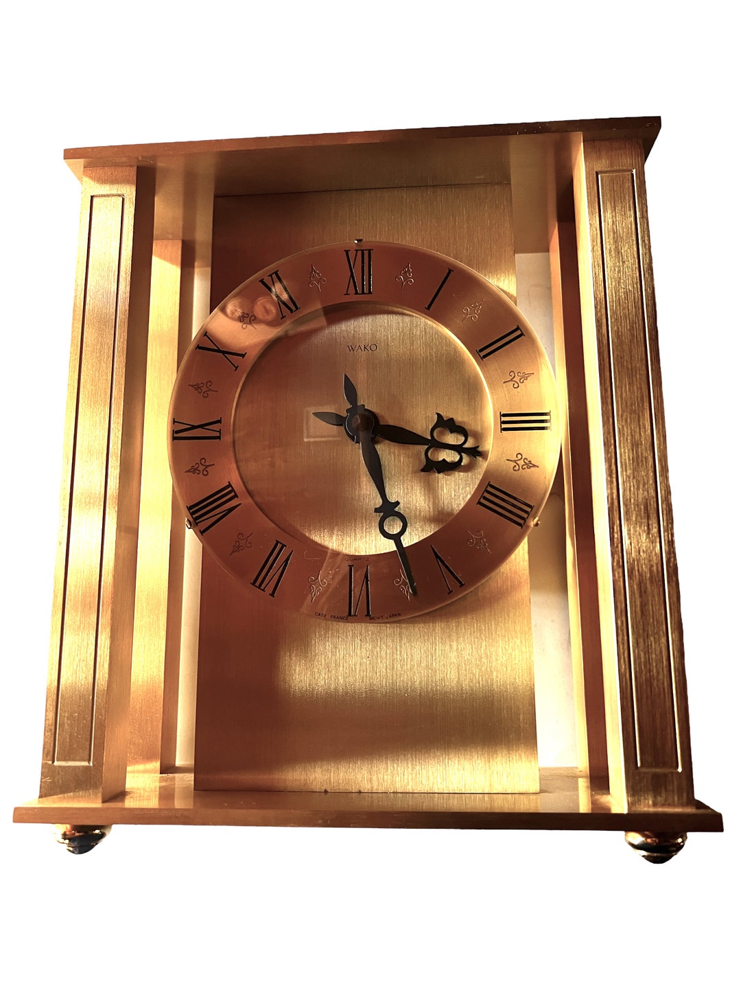 Vintage French Wako Brass Mantle Clock - Etsy