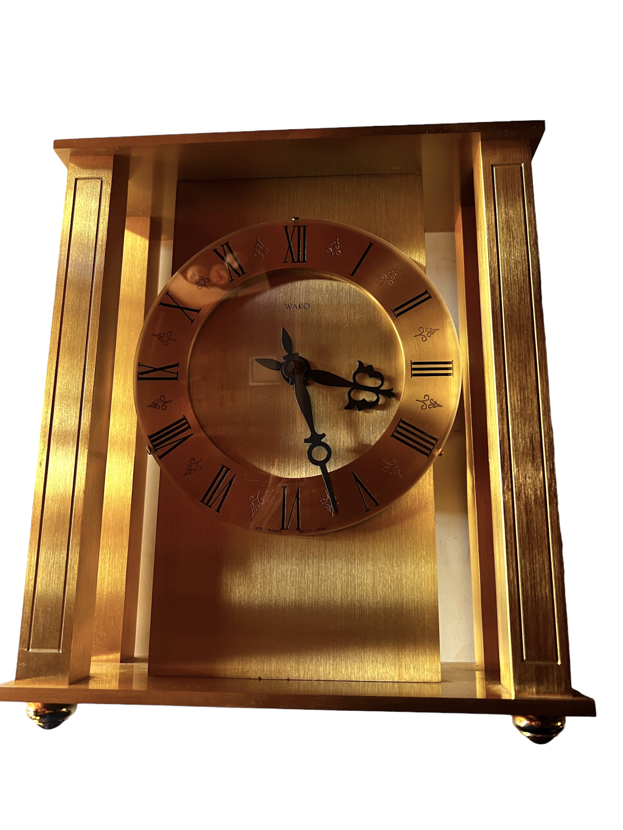 Vintage French Wako Brass Mantle Clock - Etsy