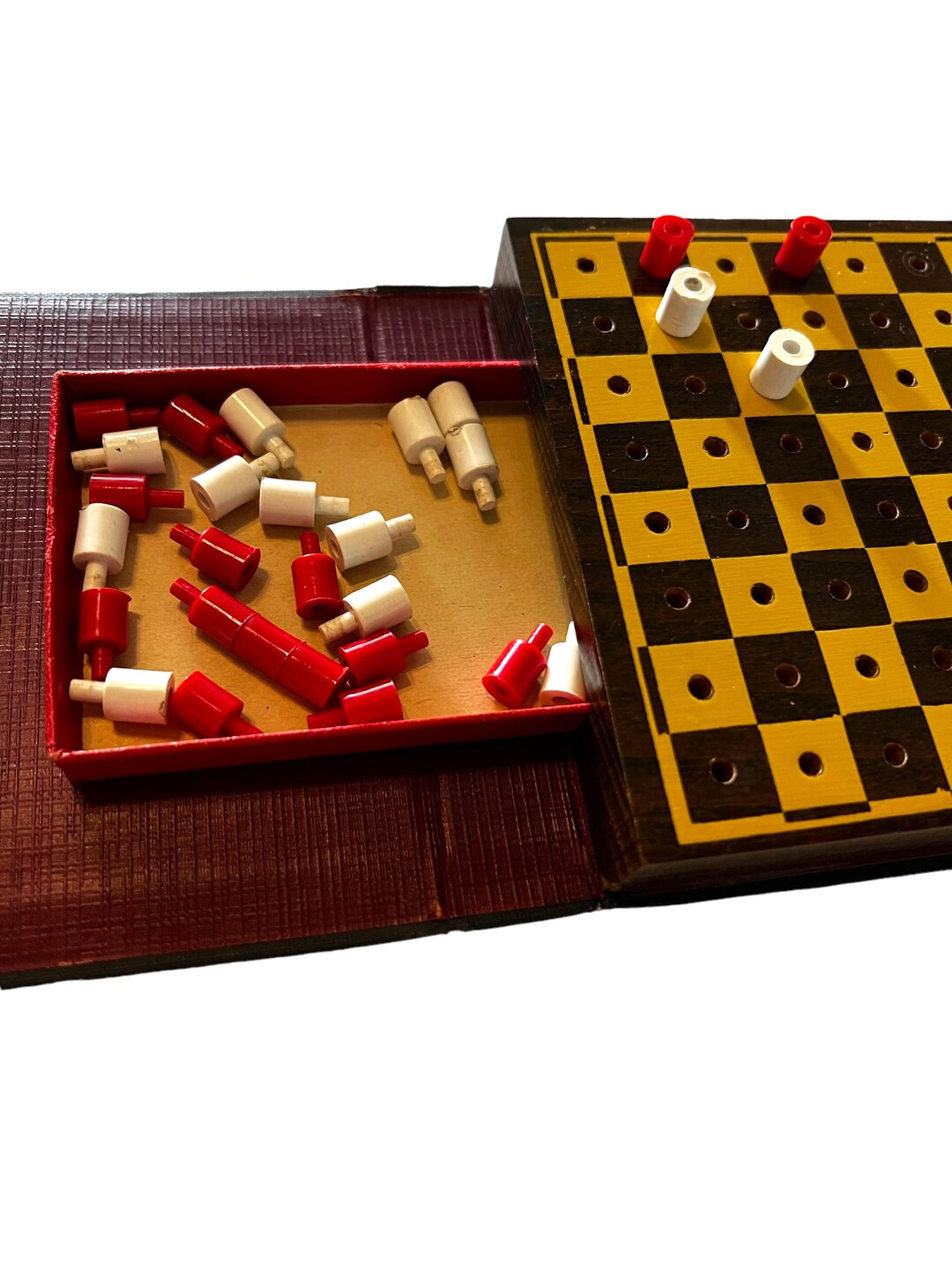 Vintage 1940's Complete Portable Boxed Checkers Case - Etsy