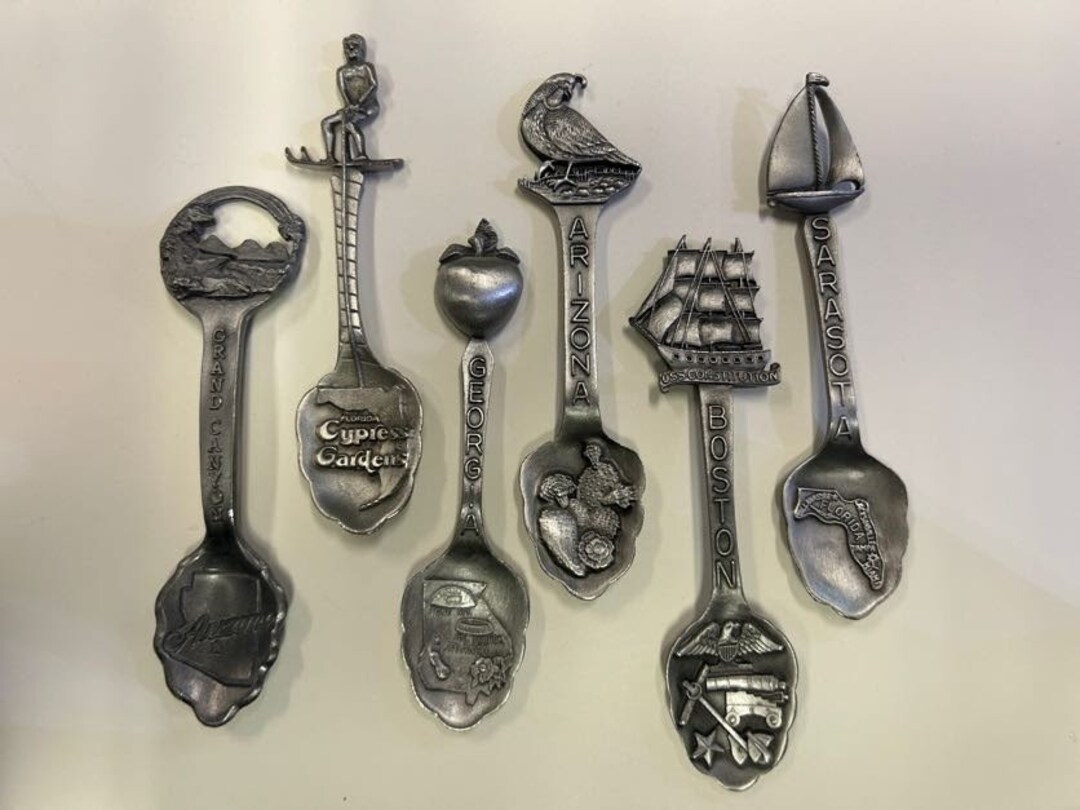Pewter Collectible Souvenir Spoons - Grand Canyon - Cypress Gardens ...