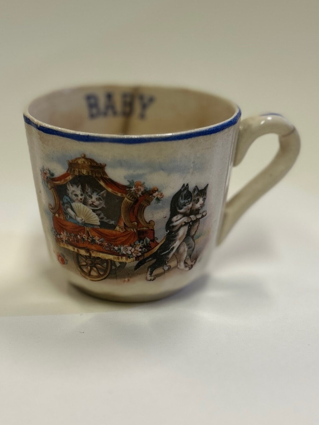 Louis Wain Animated Cats and a Carriage on Baby Cup - Vintage ...