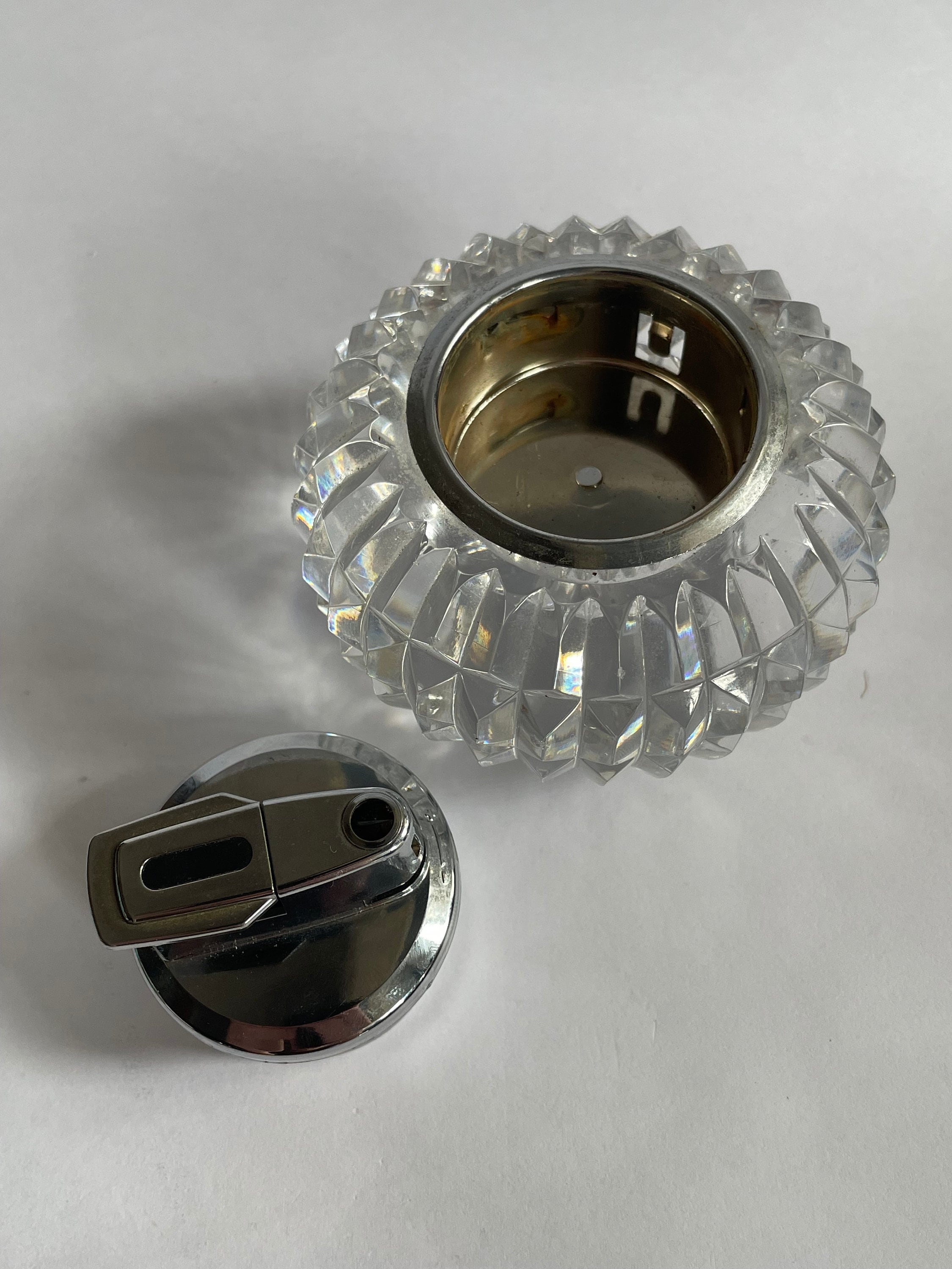 Waterford Cut Lead Crystal - Butane Table Lighter - RARE FIND - Silver ...