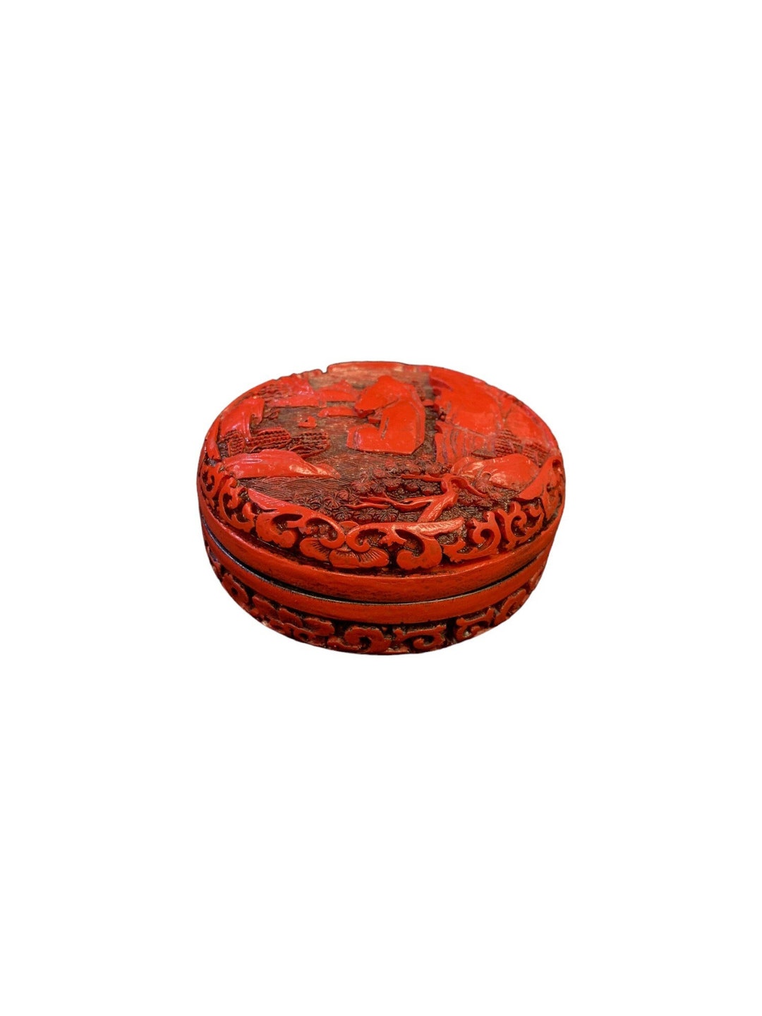 Chinese Covered Cinnabar Bowl - Antique Cinnabar - Etsy