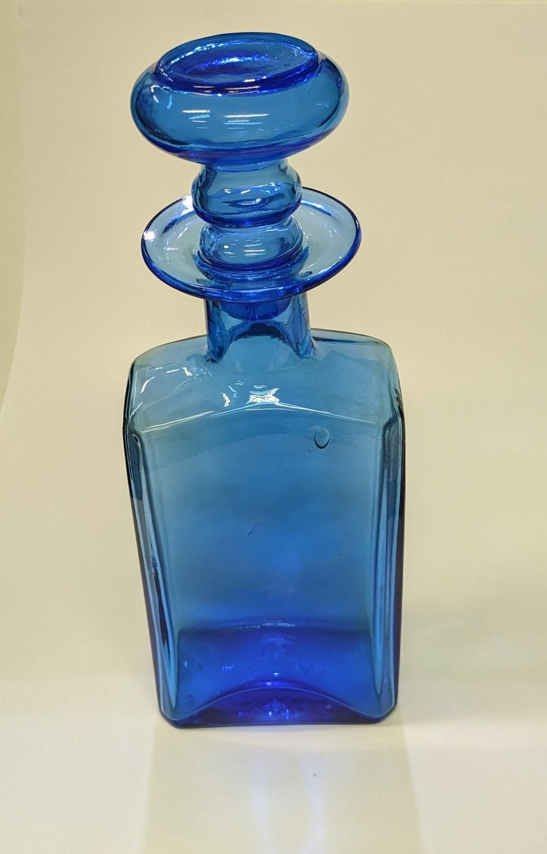 Handblown Blue Glass Decanter With Handblown Stopper Mid Century Modern ...