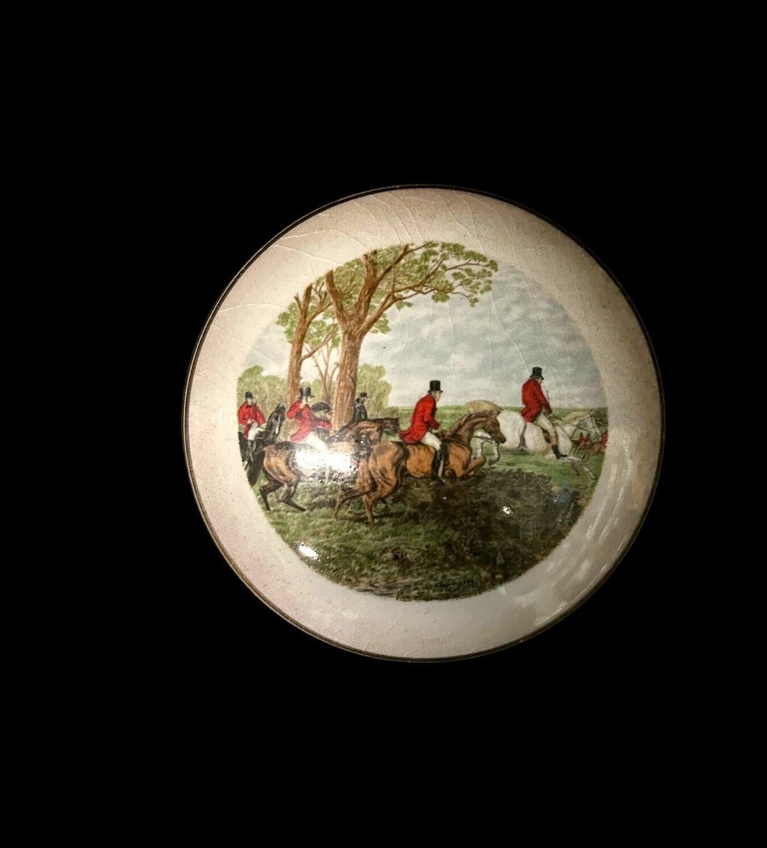 Royal Worcester Bone China Trinket Box Vintage Hunt Scene Trinket Box ...