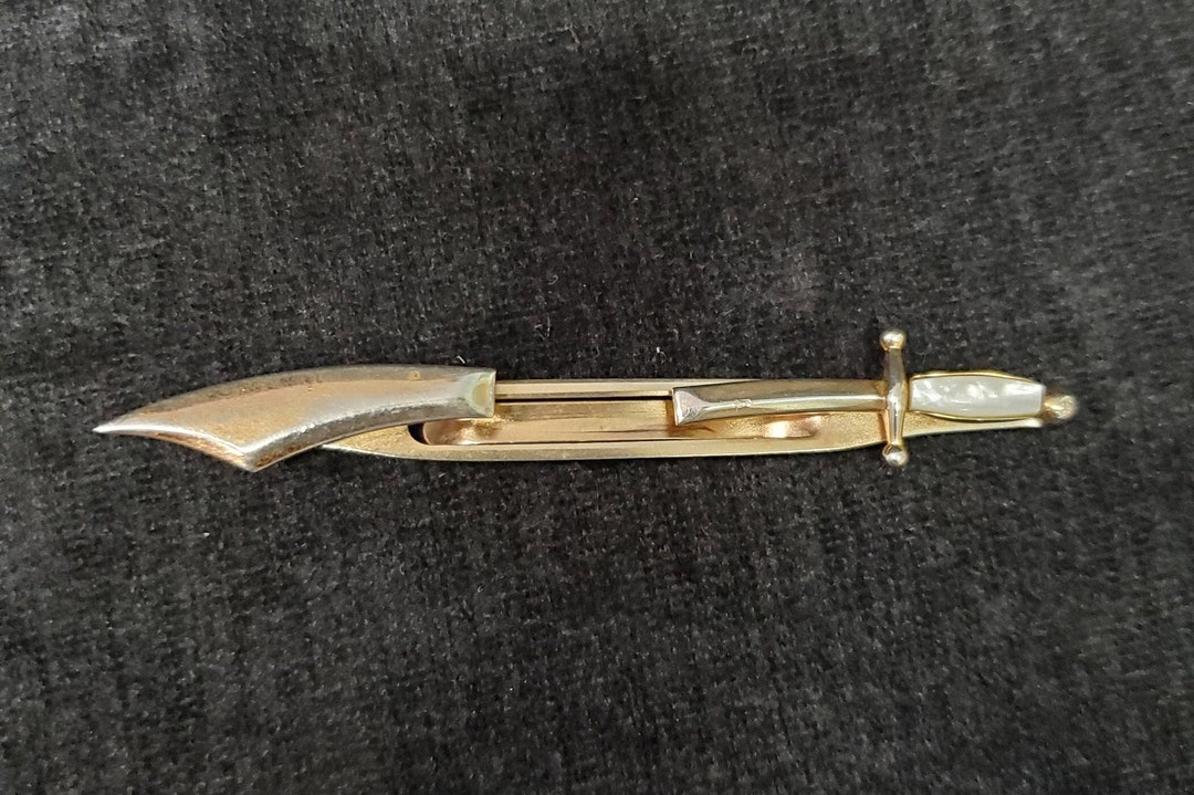 Swank Sword With Mother of Pearl Handletie Clasp 1940s - Etsy