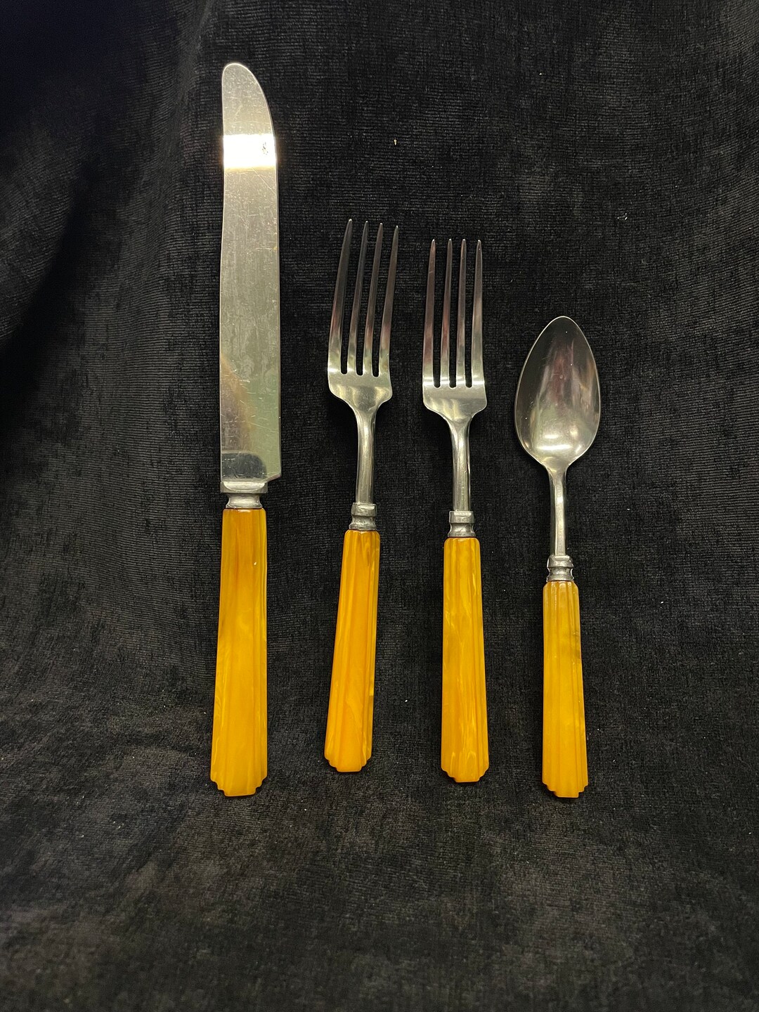 Butterscotch Bakelite Art Deco Beveled Handled Spoon, Butte Knife and ...