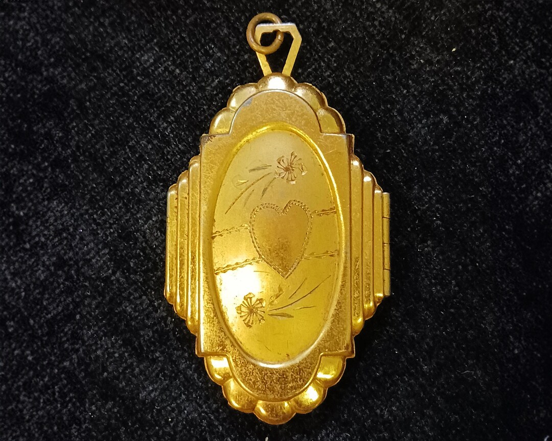 Gold Tone Heart Locket Art Deco Gifts Vintage 1920-30s - Etsy