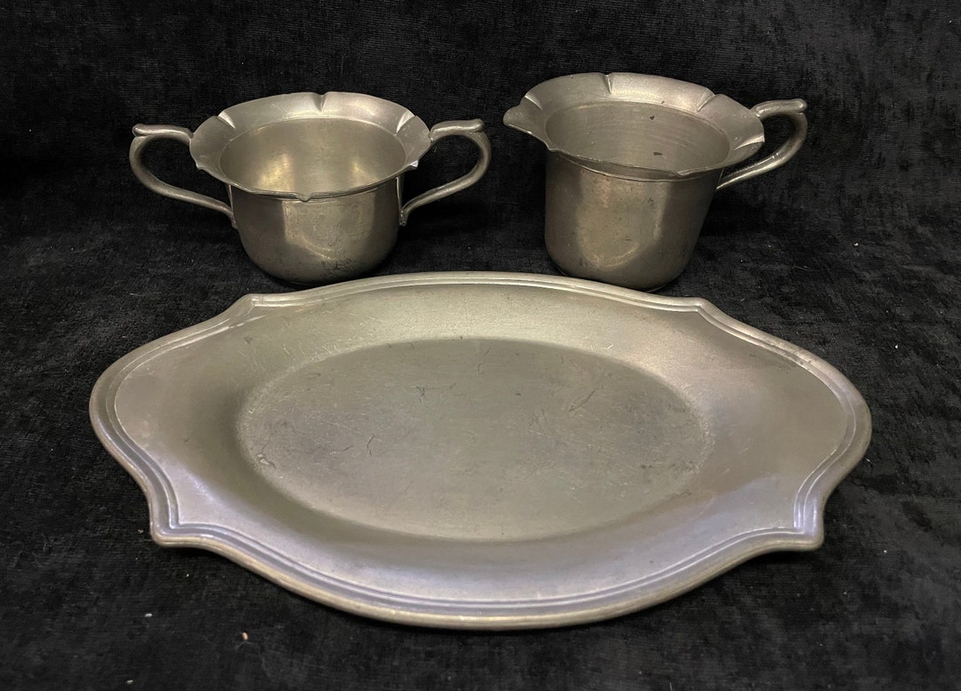 Genuine Pewter Creamer, Sugar Bowl and Tray Set - Etsy