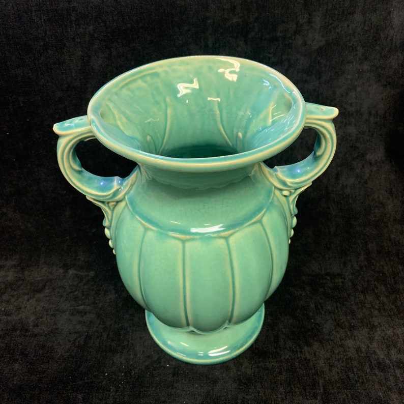 Mccoy Turquoise Urn Shaped Vase Mccoy High Gloss Tourquoise - Etsy