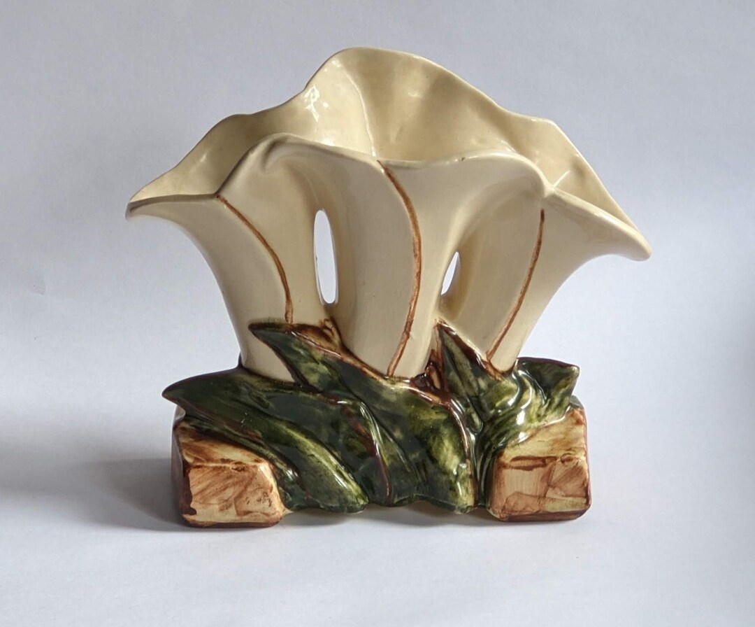 Mccoy Pottery Lovely Hand Painted Three Calla Lilly Vase Early Mid ...