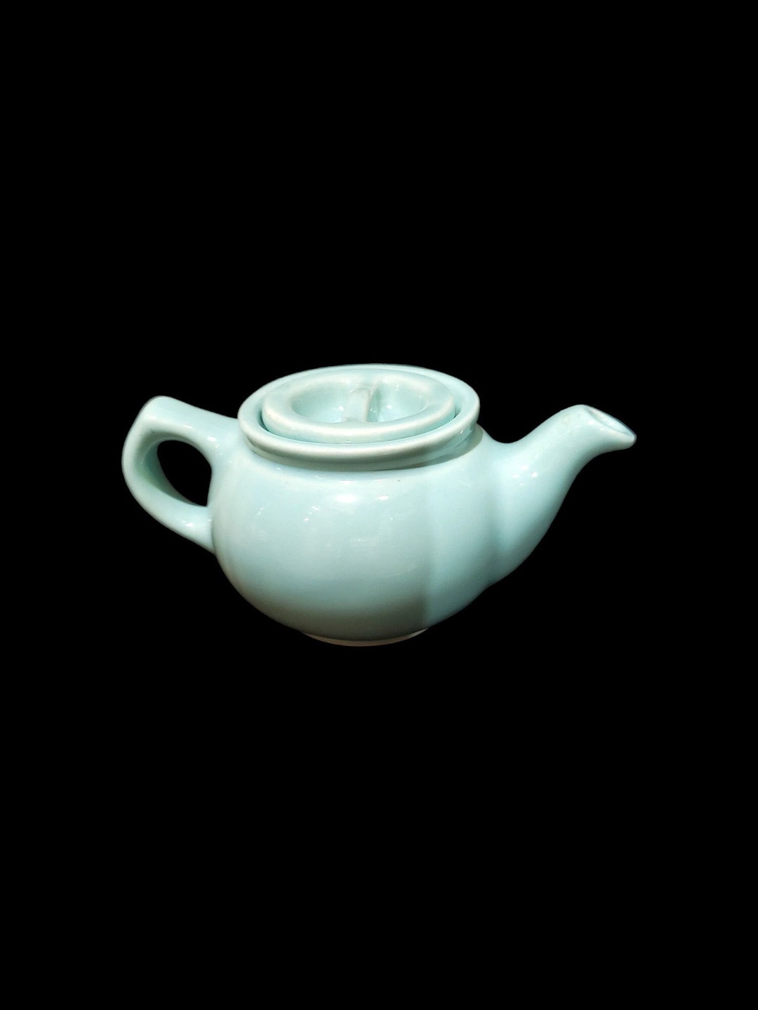Aqua One Cup Mid Century Tea Pot With Inverted Twist Lid - Etsy