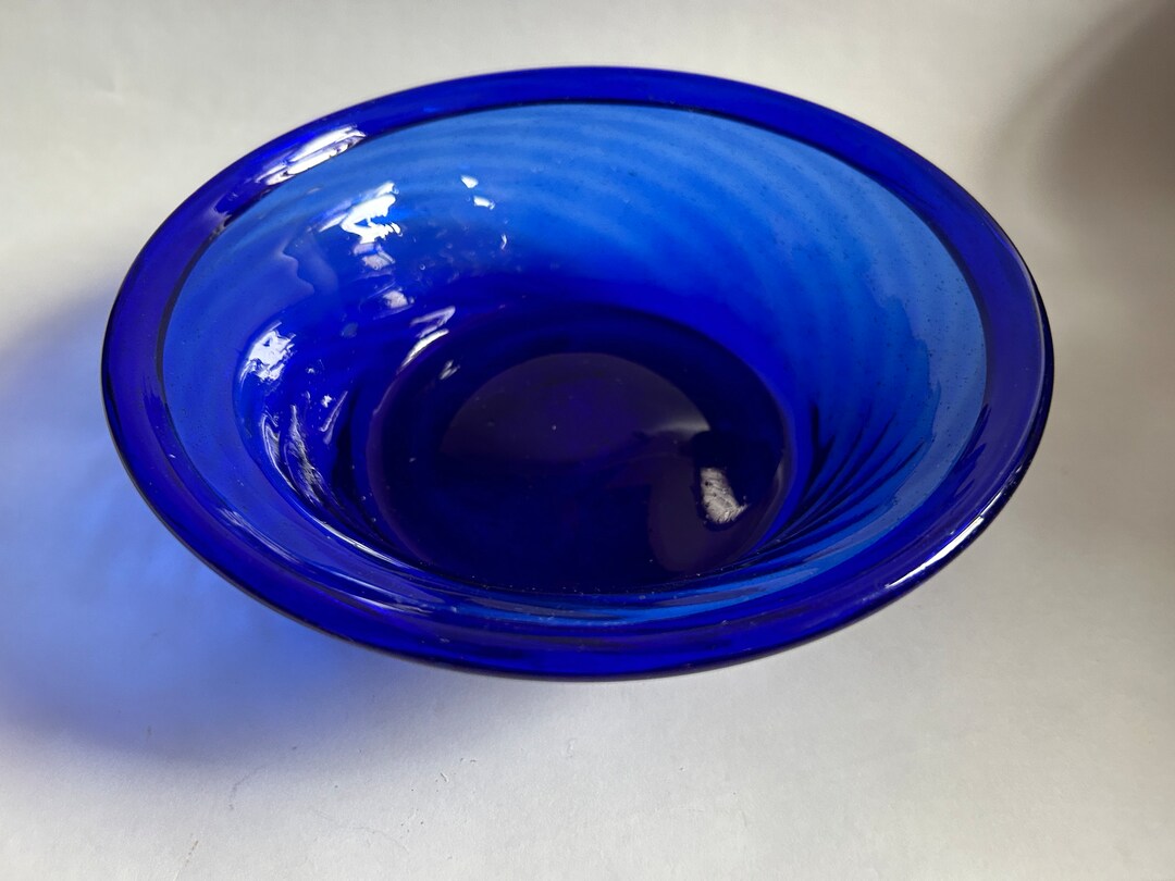 Mouth-blown Cobalt Blue 8 Glass Bowls Cobalt Blue Hand Made Soup/salad ...