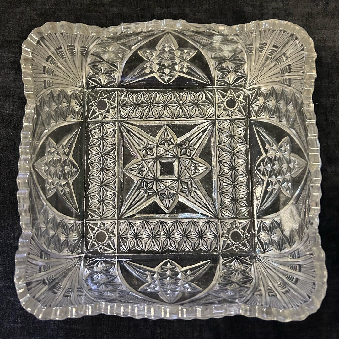 Molded Lead Crystal Star Pattern Beautiful Vintage Serving Dish - Etsy