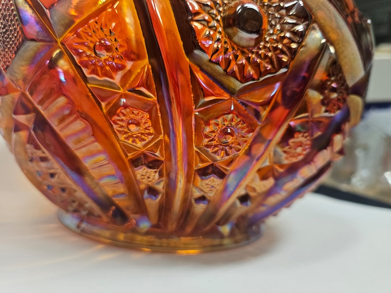 Amberina Hobstar Pattern With Saw-tooth Edge - L. E. Smith Carnival ...