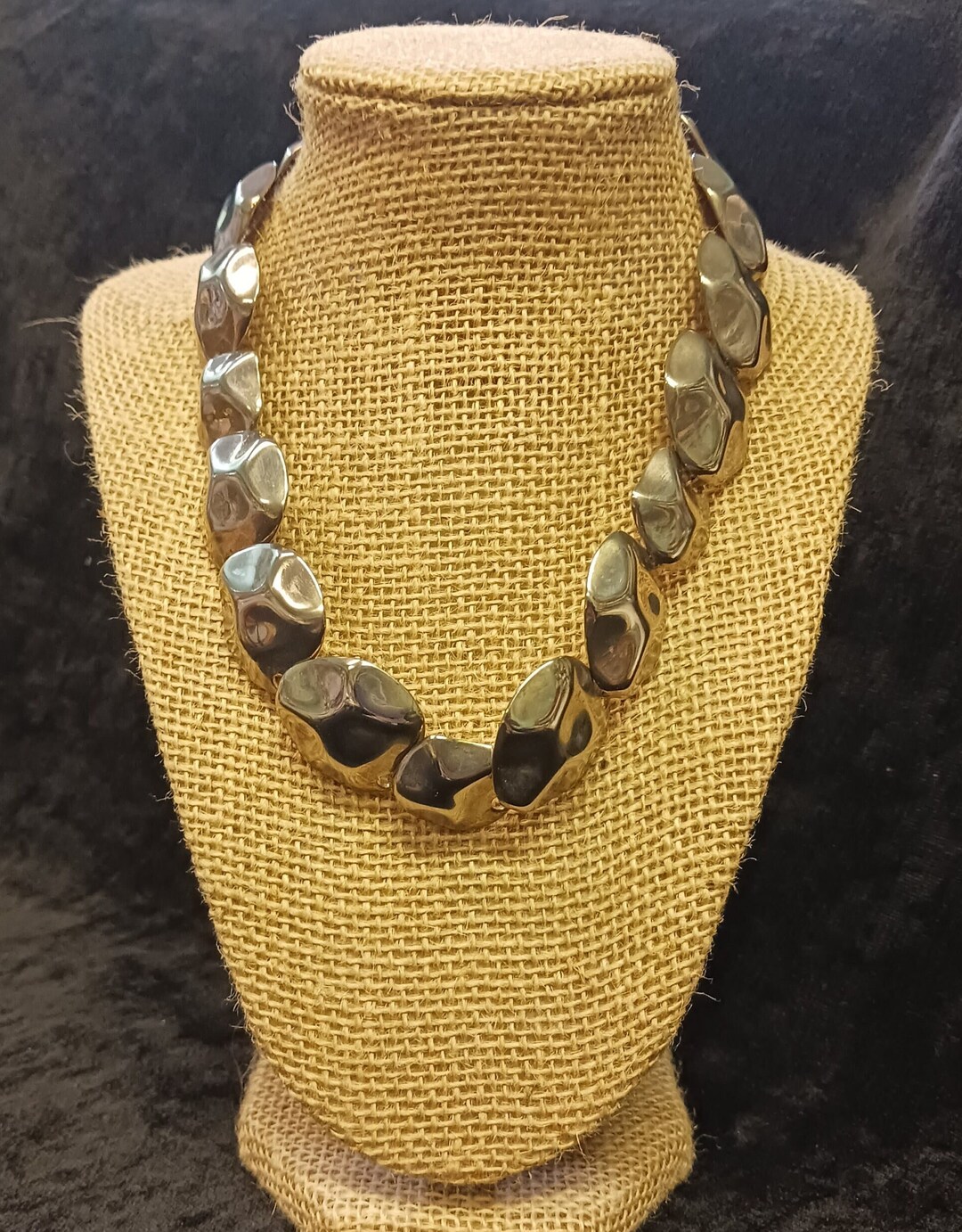 Metal Turtle Shell Statement Necklace Brutalist Modern Jewelry Vintage ...