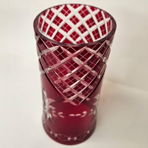 Ruby Red Crystal Engraved Hurricane - Ruby Crystal Candle Chimney ...