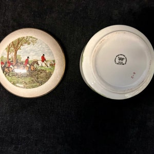 Royal Worcester Bone China Trinket Box Vintage Hunt Scene Trinket Box ...